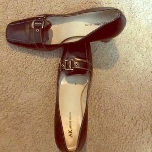 Anne Klein | Shoes | Anne Klein Square Toed Buckle Heels In Black | Poshmark